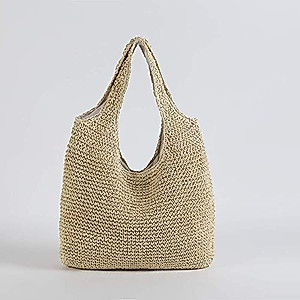 Women Shoulder Paper Woven Female Handbags Large Capacity Summer Beach Straw Bags Casual Tote Purses brown