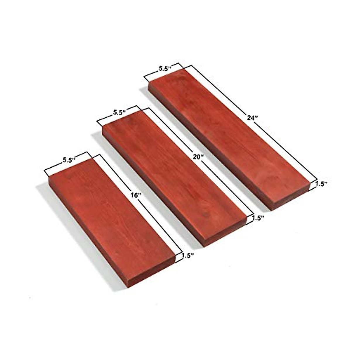 Rustic Farmhouse 3 Tier Floating Wood Shelf - Floating Wall Shelves (Set of 3), Hardware and Fasteners Included (Cherry, 3 Tier)