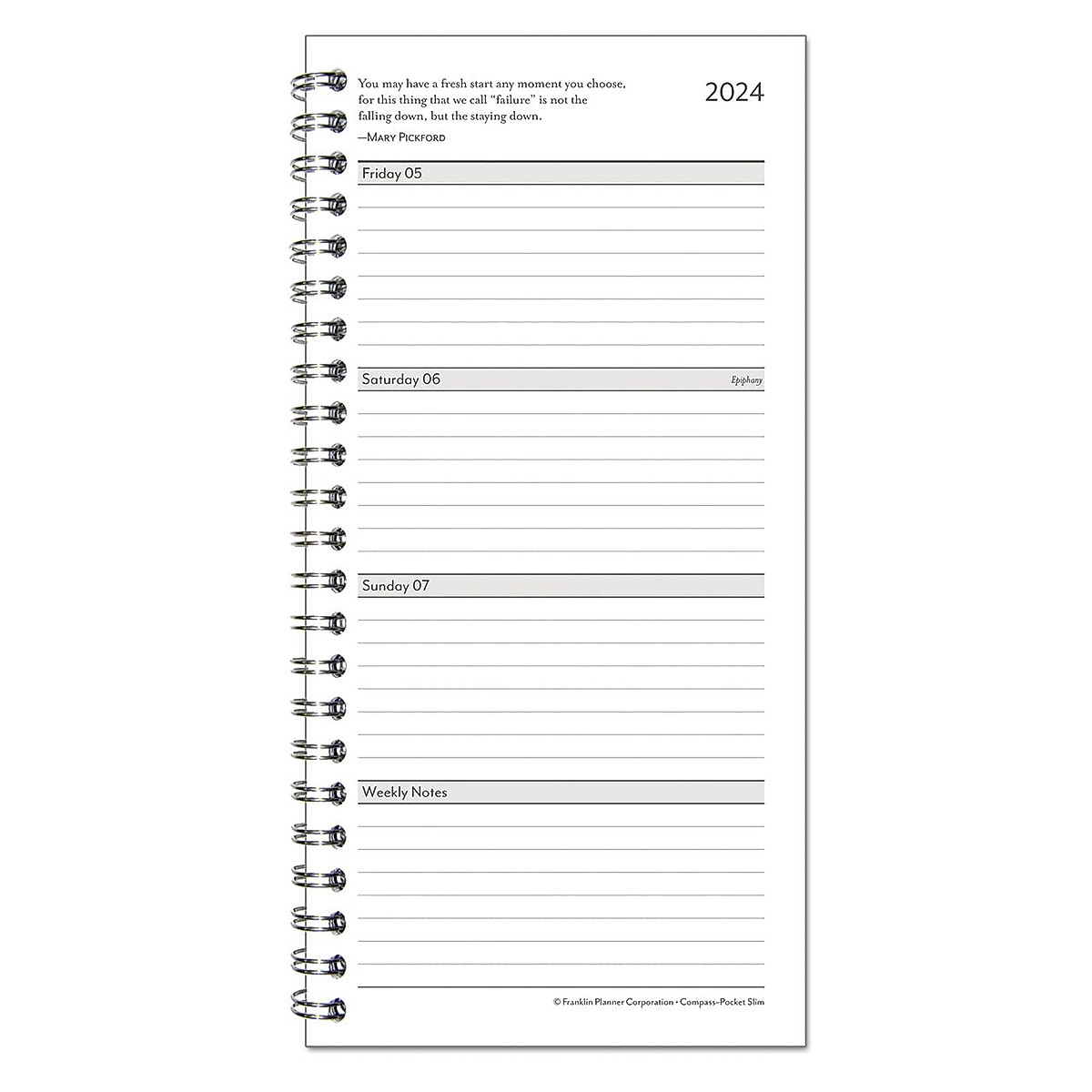 FranklinCovey - Compass Weekly Wire-Bound Planner (Pocket Slim, Jan 2024 - Dec 2024)