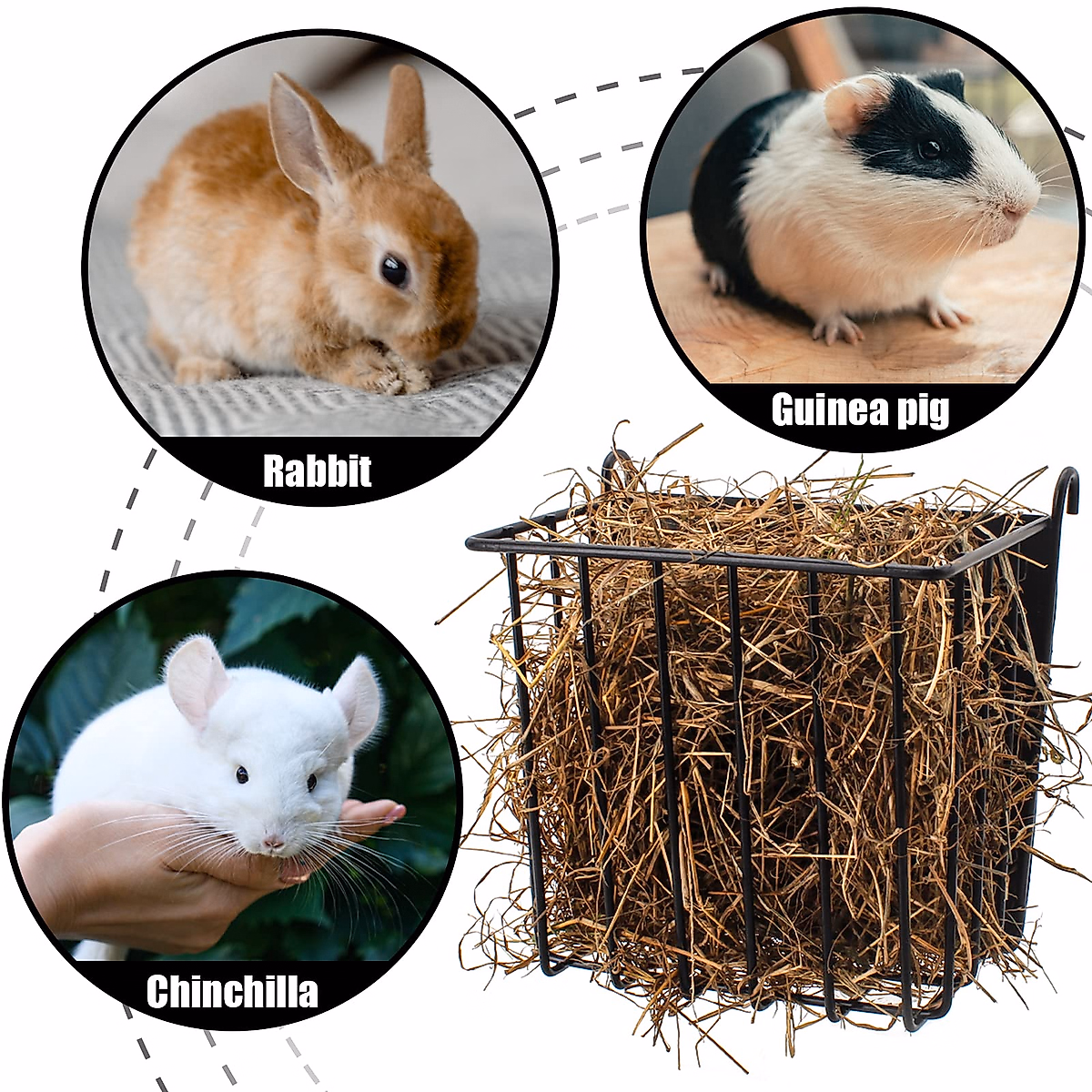 2PCS Rabbit Hay Feeder with Heavy-Duty Metal Frame Hay Holder，for Bunny, Guinea Pigs,Chinchillas-6.9x4.7x6.6 inch……