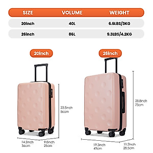 GinzaTravel 2 Piece luggage sets PC Hardside Lightweight Suitcase with 4 Universal Wheels TSA Lock Carry-on suitcase 2026inch (Pink(Circle), 2-Piece Set(20/26))