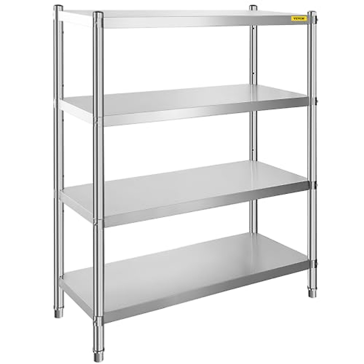 VBENLEM Stainless Steel Shelving 46.8x18.5 Inch 4 Tier Adjustable Shelf Storage Unit Stainless Steel Heavy Duty Shelving for Kitchen Commercial Office Garage Storage 330lb Per Shelf