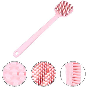 ZCX Body Brushes Silicone Bath Brush, Soft Bristles Body Shower Brush Back Brush Scrubber with Long Handle for Shower Body Brushes (Color : Pink)