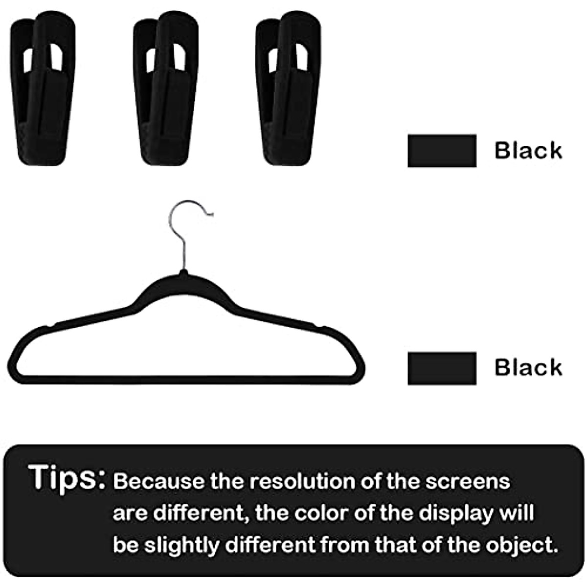 Trgowaul Velvet Hangers Clips, Pants Hangers Velvet Clips, Strong Finger Clips Perfect for Thin Velvet Hangers (40pc, Black)