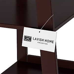 Lavish Home 5-Tier Ladder Bookcase - Freestanding Tiered Wood Bookshelf with Leaning Look - Decorative Shelves for Home and Office Storage (Brown)