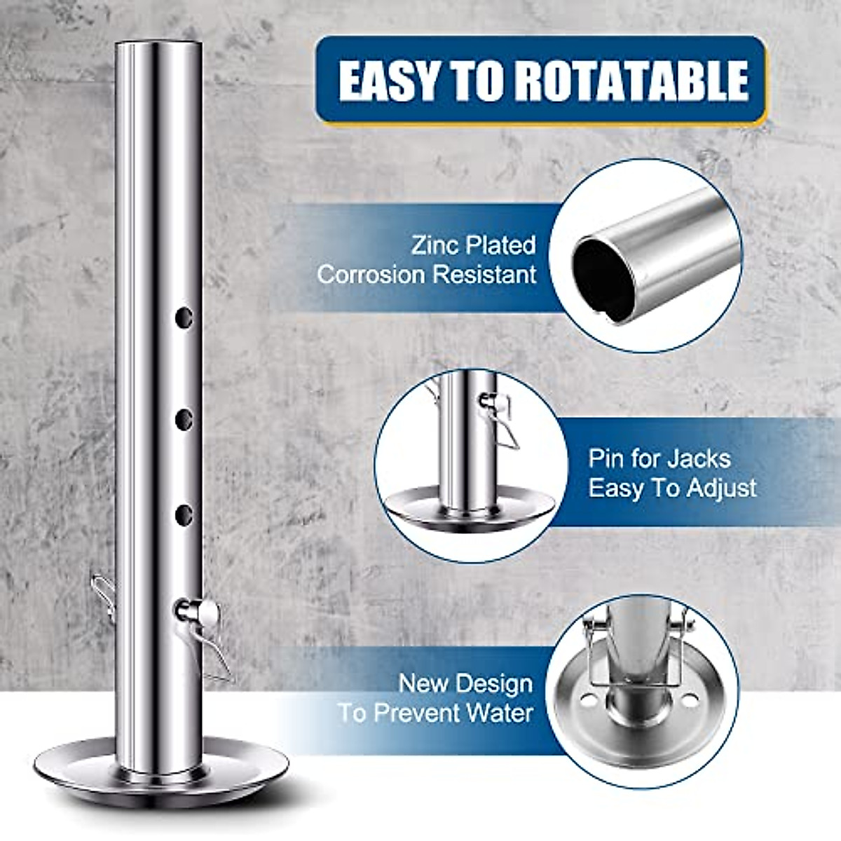 Trailer Jack Base Feet 2 Pcs Adjustable Jack Stand Drop Leg Fit Inner Diameter 2 Inch Jacks Foot Pad Insert RV Camper Accessories