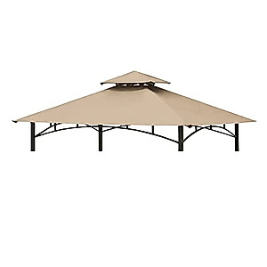 Tanxianzhe Grill Gazebo Replacement Canopy Top Cover 5×8 Double Tiered BBQ Roof ONLY FIT for Gazebo Model L-GG001PST-F (Beige)
