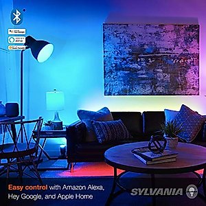 SYLVANIA SMART+ Bluetooth Full Color and Tunable White A19 LED Bulb, Fully Dimmable, Compatible with Alexa, Apple HomeKit and Google Assistant, 1 pack