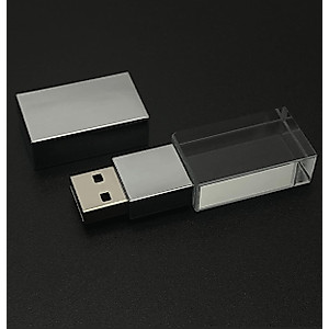 New Crystal Transparent Rectangle Genuine USB Flash Drive Wedding Gift Pen Drive,Silver