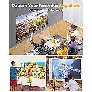 Mini Projector, ETOE D1 EVO Android 9.0 Projector, Video Projector with ESPN, Prime Video, YouTube, 5G WiFi & Bluetooth, Keystone Correction, Compatible with iOS/Android/Windows/USB/HDMI