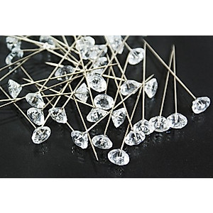 CalCastle Crystal Diamante 2" Pins for Floral Craft Bouquet Bling 100 pcs / Box (Clear)
