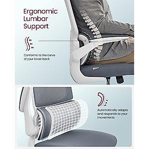 VASAGLE Office Chair, Ergonomic Design, Lumbar Support, High Back Desk Chair, Mesh Computer Chair, Foldable Armrests, Adjustable Headrest, Tilt Function, for Home Office, Dove Gray UOBN040G21