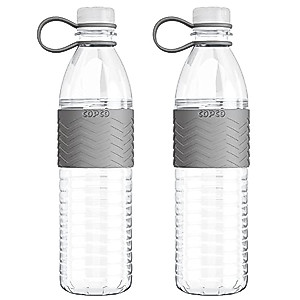 Copco Hydra Chevron Reusable Water Bottles | Clear Water Bottles for School, Gym, Travel, & More | BPA Free Tritan Plastic Water Bottles | Travel Water Bottle - Set of 2, 20 Oz