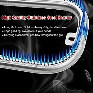 FIRXZYMZ 60040 Grill Burner for Weber Q100, Q120, Q1000, Q1200, Baby Q Gas Grills, 17inch Stainless Steel Replacement Part 69957/45657 for 386001, 386002, 516002, 516001, 50060001, 51060001