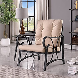 OUllUO Outdoor Patio Bistro Chair, Aluminum Lounge Chair,Conversation Chair for Living Room, Comfy All Weather Single Patio Chair for Fire Pit,Garden, Backyard, Balcony, Beach, Pool – 928BR