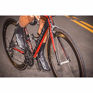 veloToze Tall Shoe Cover 2.0 - Covers Road Cycling Shoes - Water-Proof, Windproof Overshoes for Bike Rides in Spring, Fall, Winter Rainy, Cold Weather - Bright Colors Make Road Biking Trips Safer