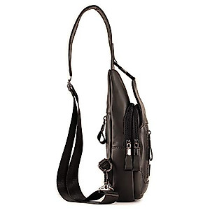YUAN FAN Small Leather Sling Bag for Men,Travel Chest Crossbody Shoulder Outdoor Sports Backpack