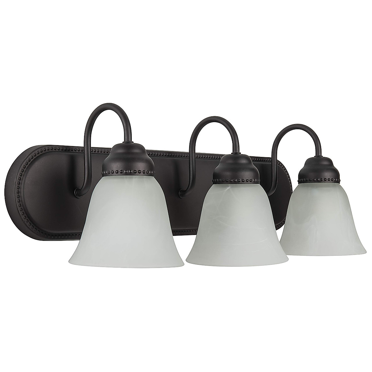 Hampton 7460-113 3-Light Vanity with Alibaster Glass Shades, Alabaster