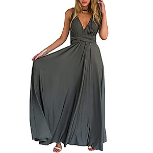 PERSUN Women's Convertible Multi Way Wrap Maxi Dress Long Party Grecian Dresses