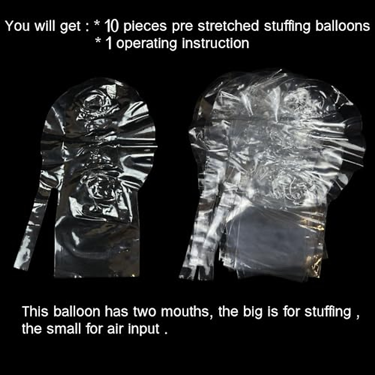 Large Clear Balloons for Stuffing, 10pack Big Pre Stretched Extra Wide Mouth BoBo Balloons, Giant Wrap Gifts Transparent Balloons for Mother's Day/Baby Shower/Kids Birthday Decoration