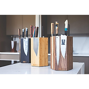360 Knife Block MAX (Black) - magnetic, rotating, knife block - NOW holds 20+ knives w/top slots and 12" blade capacity