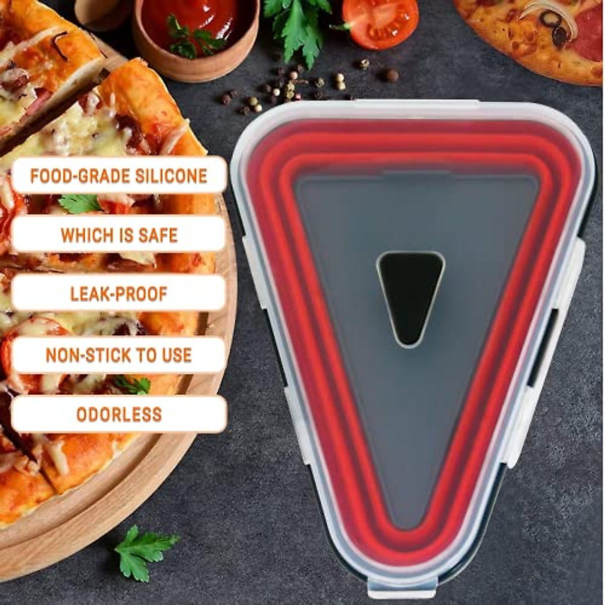 CRIVERY Pizza Box - Reusable Pizza Storage Containers with 5 Microwave Trays - For Organization and Space Saving - BPA Free, Microwave Safe, Dishwasher Safe (Black)