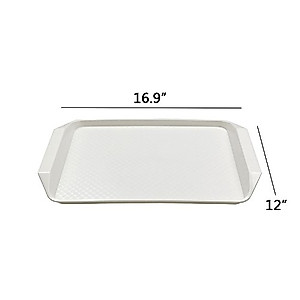 Lesbin White Plastic Fast Food Serving Trays, 16.9-Inch by 12-Inch, Set of 4