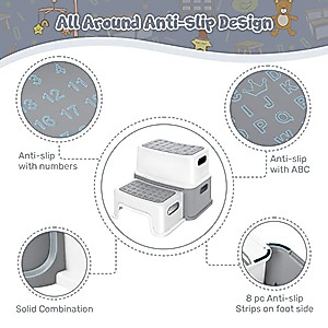 Ronipic 2 Step Stools for Kids, Toddler Step Stool for Toilet Potty Training, Anti-Slip Potty Stools with Numbers/ABC, Bathroom Step Stool for Kitchen