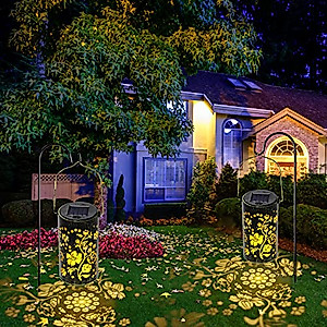 Taomika 2 Pack Solar Lanterns Garden Hanging Solar Lantern Outdoor Waterproof, Solar Lantern Metal LED Decorative for Patio Yard, Pathway, Fence, Walkway, Decorative Lamp