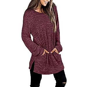 XIEERDUO Plus Size Sweatshirts For Women Oversized Sweaters Crewneck Tunic Tops Fuchsia 3XL