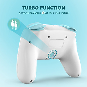 momen Switch Pro Controller, Bluetooth Wireless Gaming Controller for Nintendo Switch/Lite/OLED，Pink&White