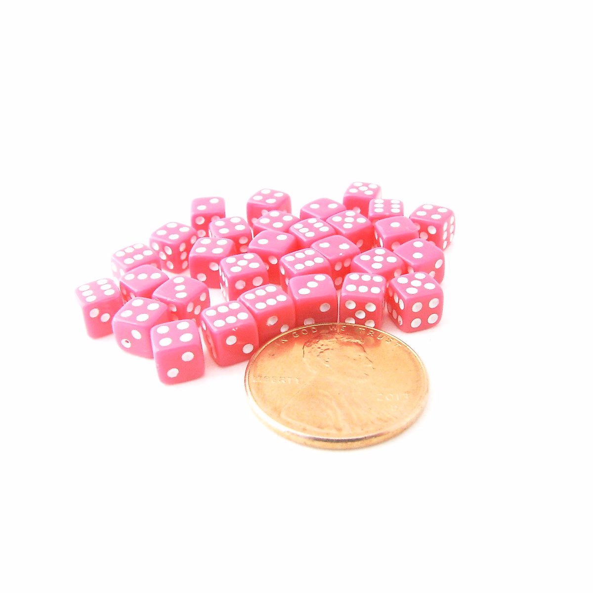 Koplow Games 30 Deluxe Round Cornered Six Sided D6 5mm .197 Inch Small Tiny Dice - Pink