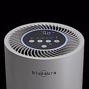 BLUE AURA PURE Air Purifier. H13 True HEPA Filter. Ideal for Home, Bedroom, Living room, Kitchen. Ozone-Free. 26db Quiet & Powerful. Wifi & App Enabled. Cleans 215 sq. ft in 15 min. AUTO. Slate Gray.