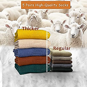 MOSOTECH 5 Pairs Womens Wool Socks, Thick Warm Cozy Crew Winter Socks Boot Socks Thermal Gifts Socks, Size 5-10