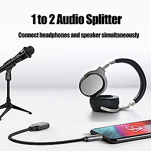YOACELE 2 in 1 3.5mm Headphone Splitter Adapter, 3.5mm Male to Audio and Microphone Adapter, Compatible with iPhone, Samsung Phones and Tablets