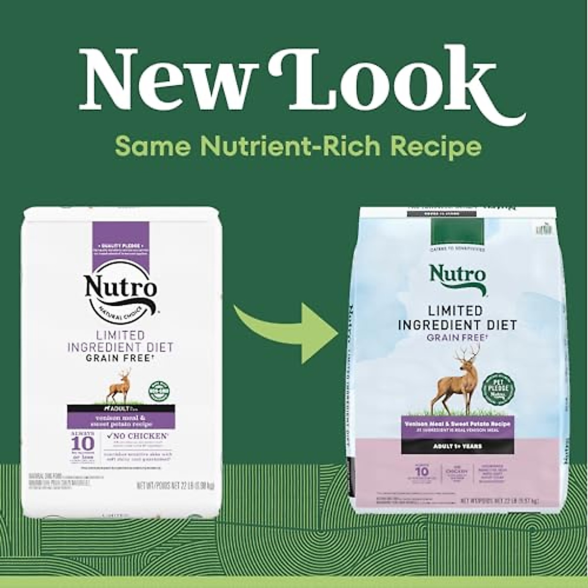 NUTRO Limited Ingredient Diet Adult Dry Dog Food Venison Meal & Sweet Potato Dog Kibble, 22 lb. Bag