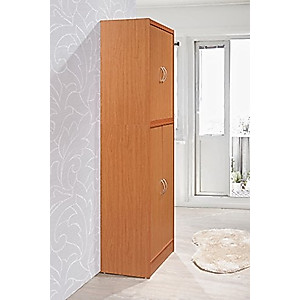 Hodedah 4 Door Kitchen Pantry with Four Shelves, Cherry