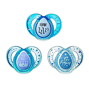 Tommee Tippee Day And Night Pacifiers, Symmetrical Design, BPA-Free Silicone Binkies, 6-18m, 3-Count, Colors And Designs May Vary