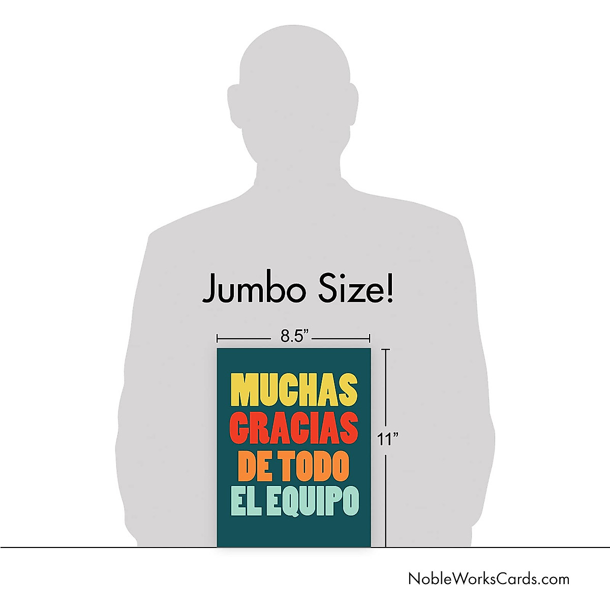 NobleWorks - Large Group Thank You Card in Spanish (8.5 x 11 Inch) Gratitude, Appreciation Gift - Big Thanks From The Team-Spanish J6884TYG-SL-US
