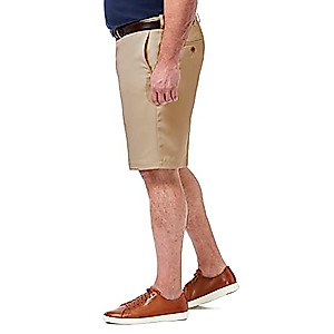 Haggar Mens Cool 18 Pro Straight Fit 4-way Stretch Expandable Waist With Big & Tall Sizes Flat Front Shorts, Khaki Classic, 40 US