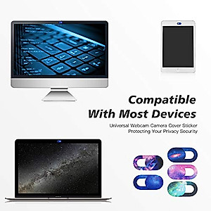 5 Pack Ultra Thin Webcam Cover Slide for Laptop/Computer/MacBook Air/MacBook Pro/Tablet/iPad/PC, Web Camera Cover Protect Your Privacy and Security, Galaxy