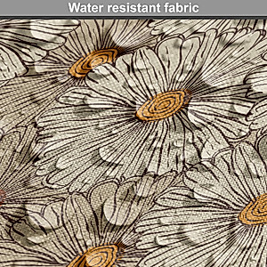 Ambesonne Vintage Fabric by The Yard, Sketch Art Style Gerbera Daisies Abstract Flowers Autumn Garden Flourish, Decorative Fabric for Upholstery and Home Accents, 1 Yard, Marigold Orange