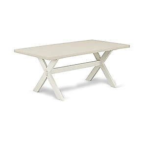 East West Furniture X027EN206-9 9-Piece Dinette Set - a Beautiful Modern Dining Table - 8 Lovely Parson Dining Chairs Nail Heads and High Back (Linen White Finish)