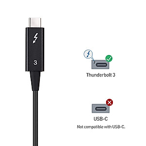 [Intel Certified] Cable Matters Active 40Gbps Fiber Optic Thunderbolt 3 Cable in 10 Meters / 32.8 Feet (Not Compatible with USB-C Ports Without The Thunderbolt Logo)