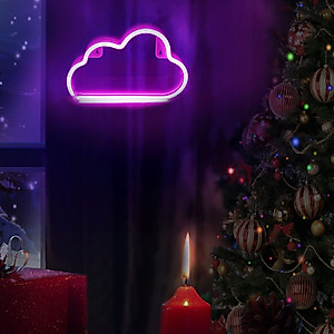 VIOPVERY 3 Pcs Neon Cloud Lightning Planet Signs for Bedroom Wall Decor, LED Lights for Kids Room, Gift, Party, Birthday, Christmas, Wedding, Bar