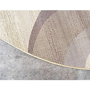 Unique Loom Barista Collection Modern, Abstract, Geometric, Circles, Bohemian, Rustic, Warm Colors Area Rug, 4' 0" x 4' 0", Beige/Brown