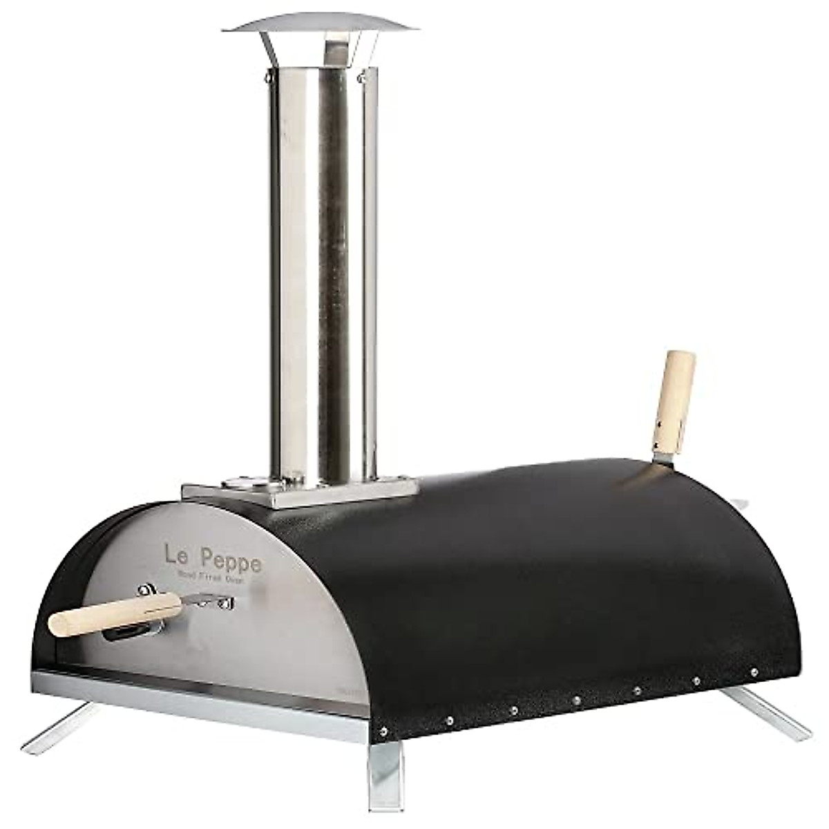 WPPO WKE-01CPO-BK 7-Piece 20 in. x 27 in. x 32 in. Le Peppe Portable Wood Fired Pizza Oven Kit - Black