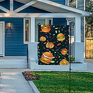 My Little Nest Seasonal Garden Flag Cartoon Tasty Burger Double Sided Vertical Garden Flags for Home Yard Holiday Flag Outdoor Decoration Farmhouse Banner 28"x40"