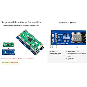 ESP8266 WiFi Module for Raspberry Pi Pico, WiFi Expansion Module Controlled via UART at Command, Support TCP/UDP Protocol,STA, AP, and STA+AP Three WiFi Operating Modes