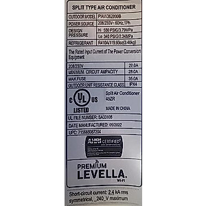 Premium Levella Mini Split Air Conditioner Heat Pump, 9000 BTU up to 36000 BTU 110V or 220V Compatible with Alexa, White (9000 BTU 110V/120V)